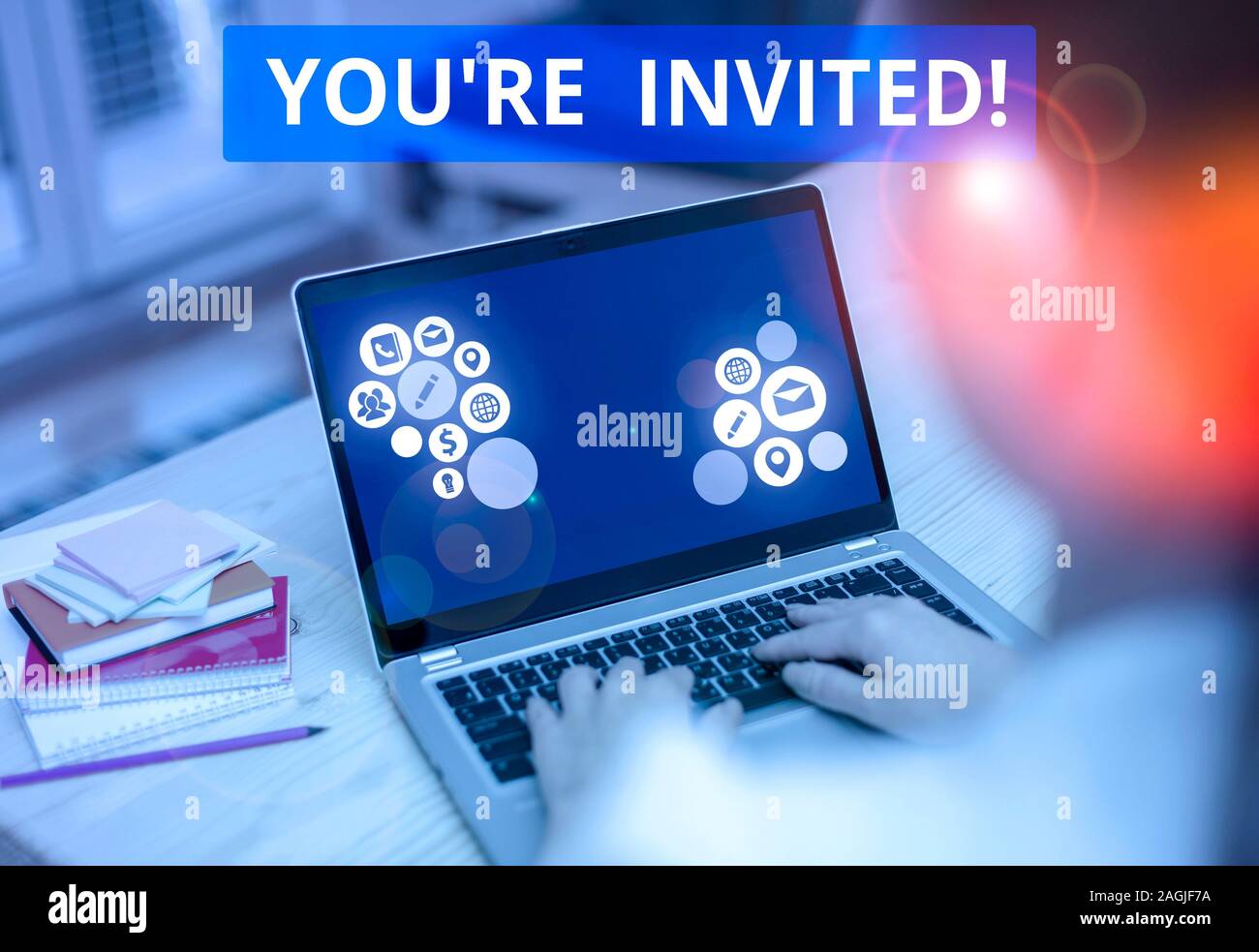 Text sign showing You Re Invited. Business photo text make a polite ...