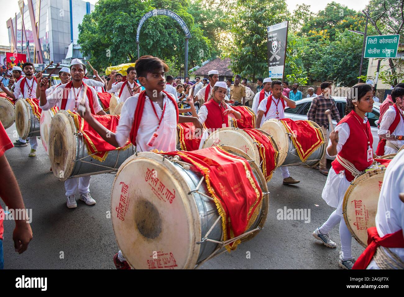 AMRAVATI, MAHARASHTRA, INDIA - SEPTEMBER 05: Lord Ganesha procession ...