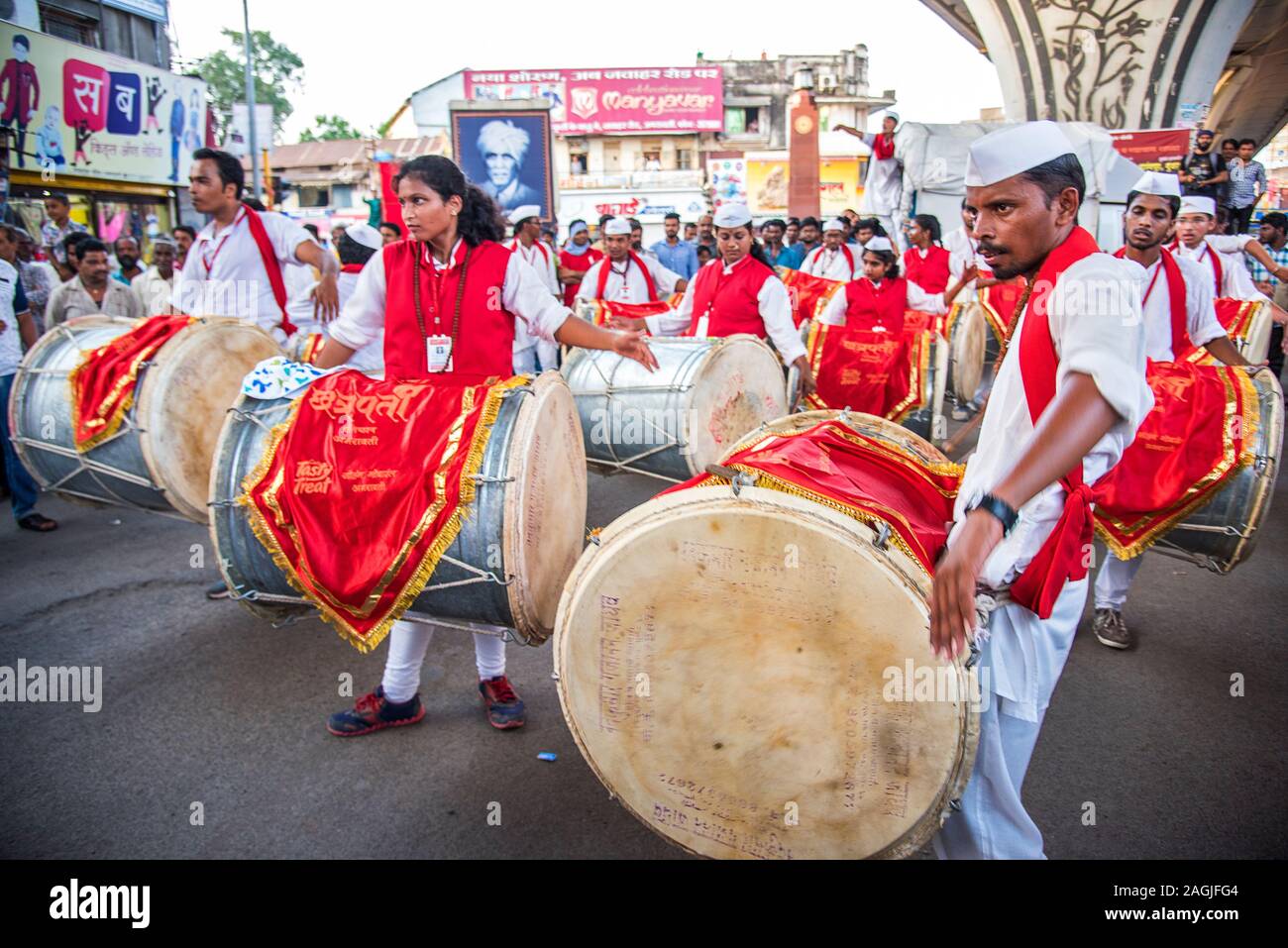 AMRAVATI, MAHARASHTRA, INDIA - SEPTEMBER 05: Lord Ganesha procession ...