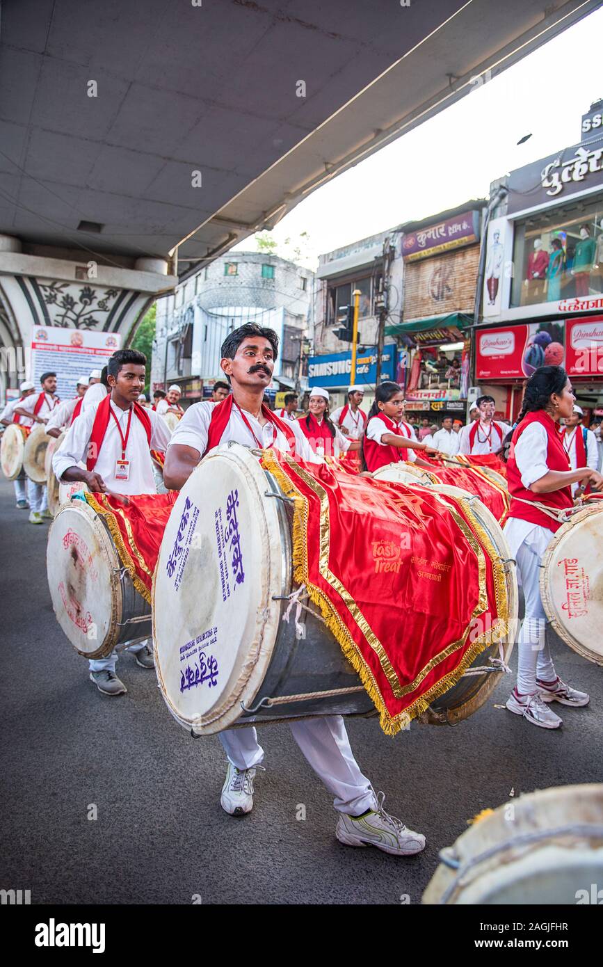 AMRAVATI, MAHARASHTRA, INDIA - SEPTEMBER 05: Lord Ganesha procession ...