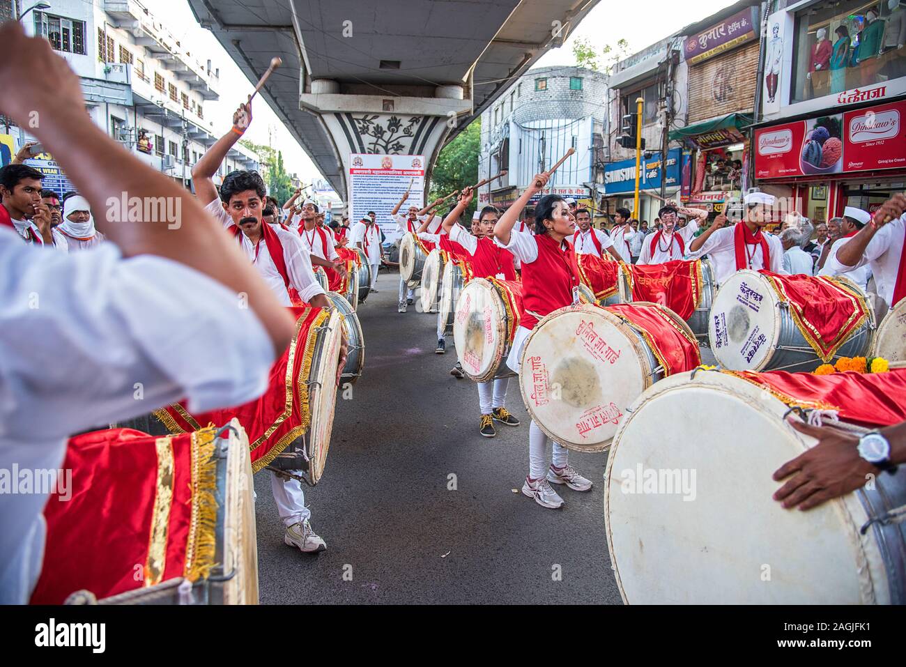 AMRAVATI, MAHARASHTRA, INDIA - SEPTEMBER 05: Lord Ganesha procession ...