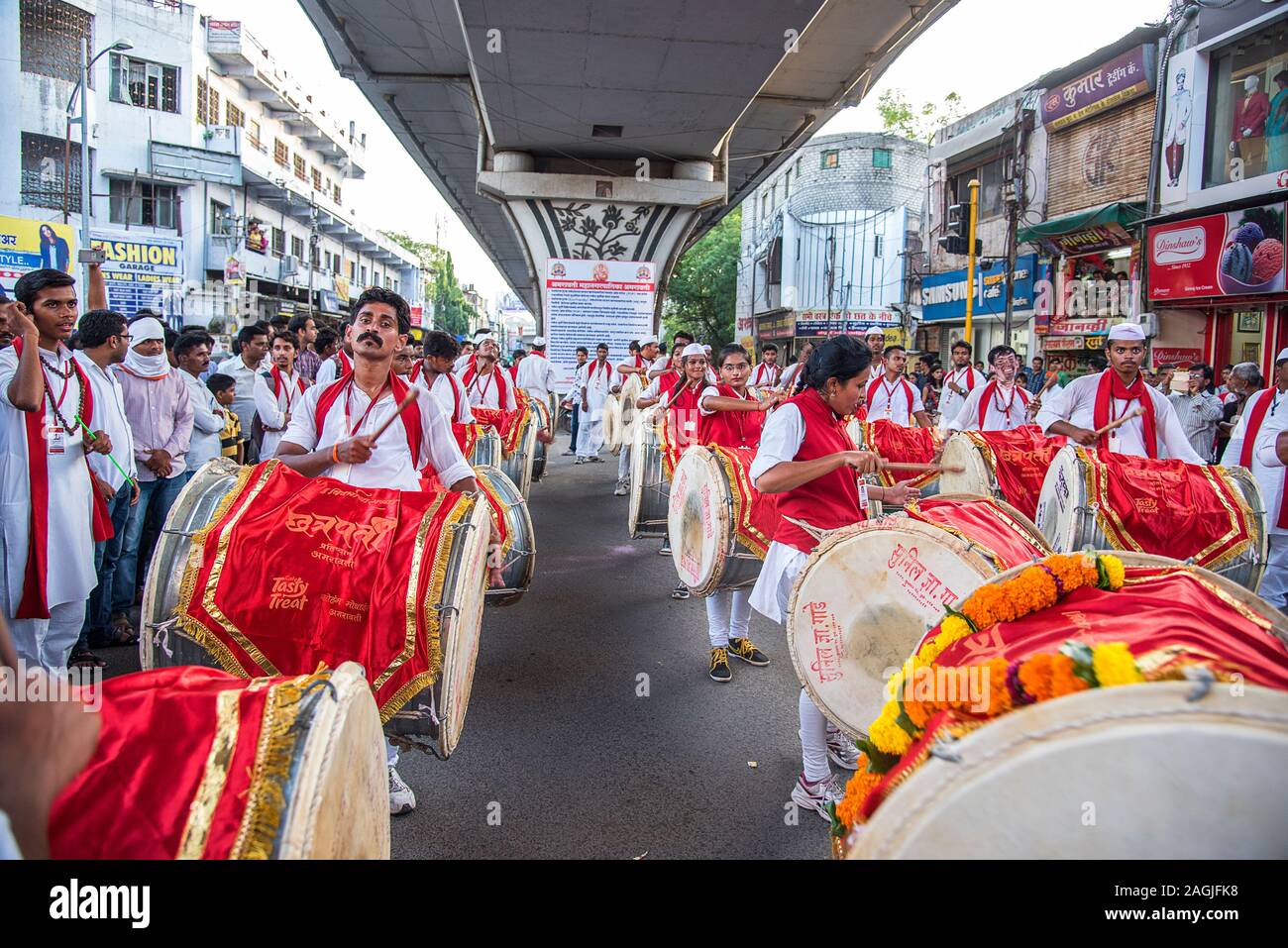AMRAVATI, MAHARASHTRA, INDIA - SEPTEMBER 05: Lord Ganesha procession ...