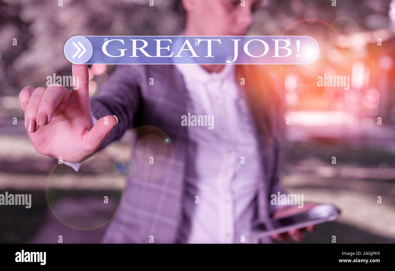 Handwriting text writing Great Job. Conceptual photo used praising someone for something they ...