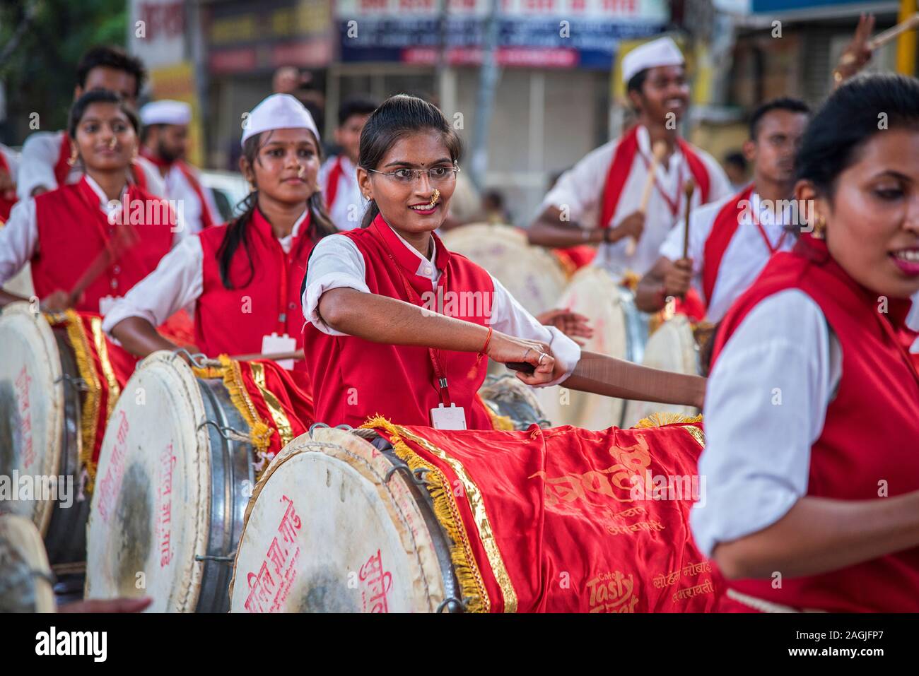 AMRAVATI, MAHARASHTRA, INDIA - SEPTEMBER 05: Lord Ganesha procession ...