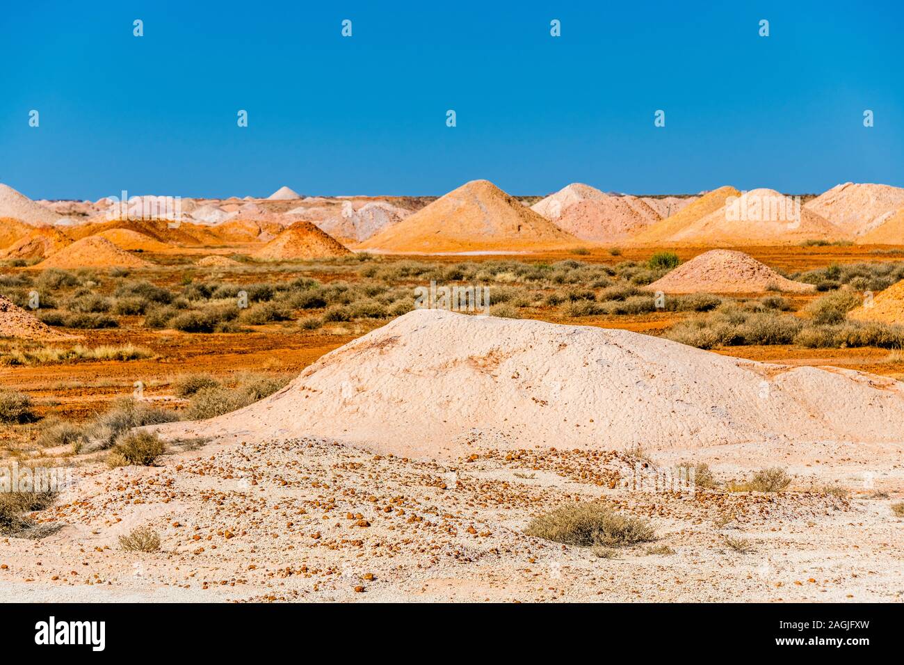 Mounds of dirt (mullock) removed from mining shafts and tunnels at ...