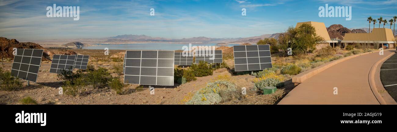Many solar panel near the Lake Mead Visitor Center at Boulder City ...