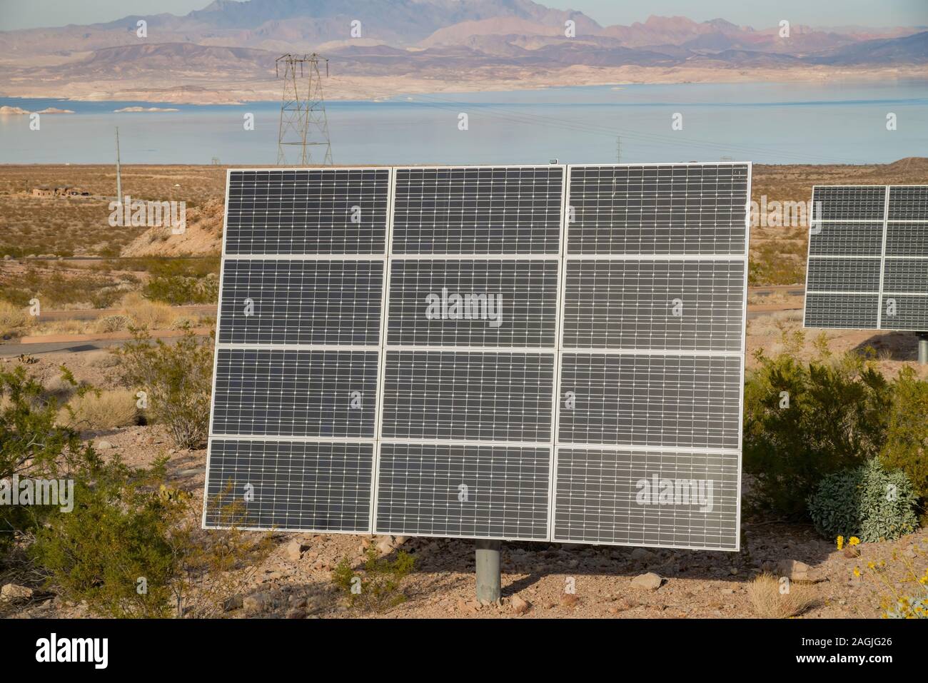Many solar panel near the Lake Mead Visitor Center at Boulder City ...