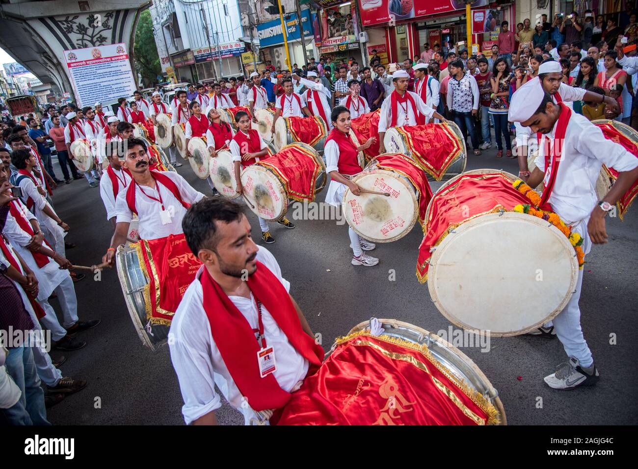 AMRAVATI, MAHARASHTRA, INDIA - SEPTEMBER 05: Lord Ganesha procession ...