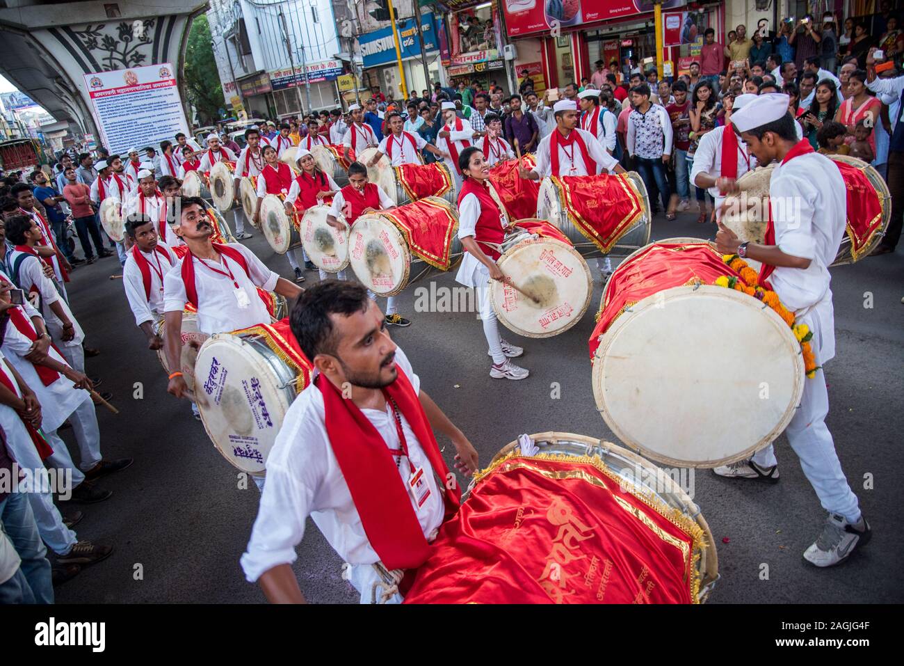 AMRAVATI, MAHARASHTRA, INDIA - SEPTEMBER 05: Lord Ganesha procession ...