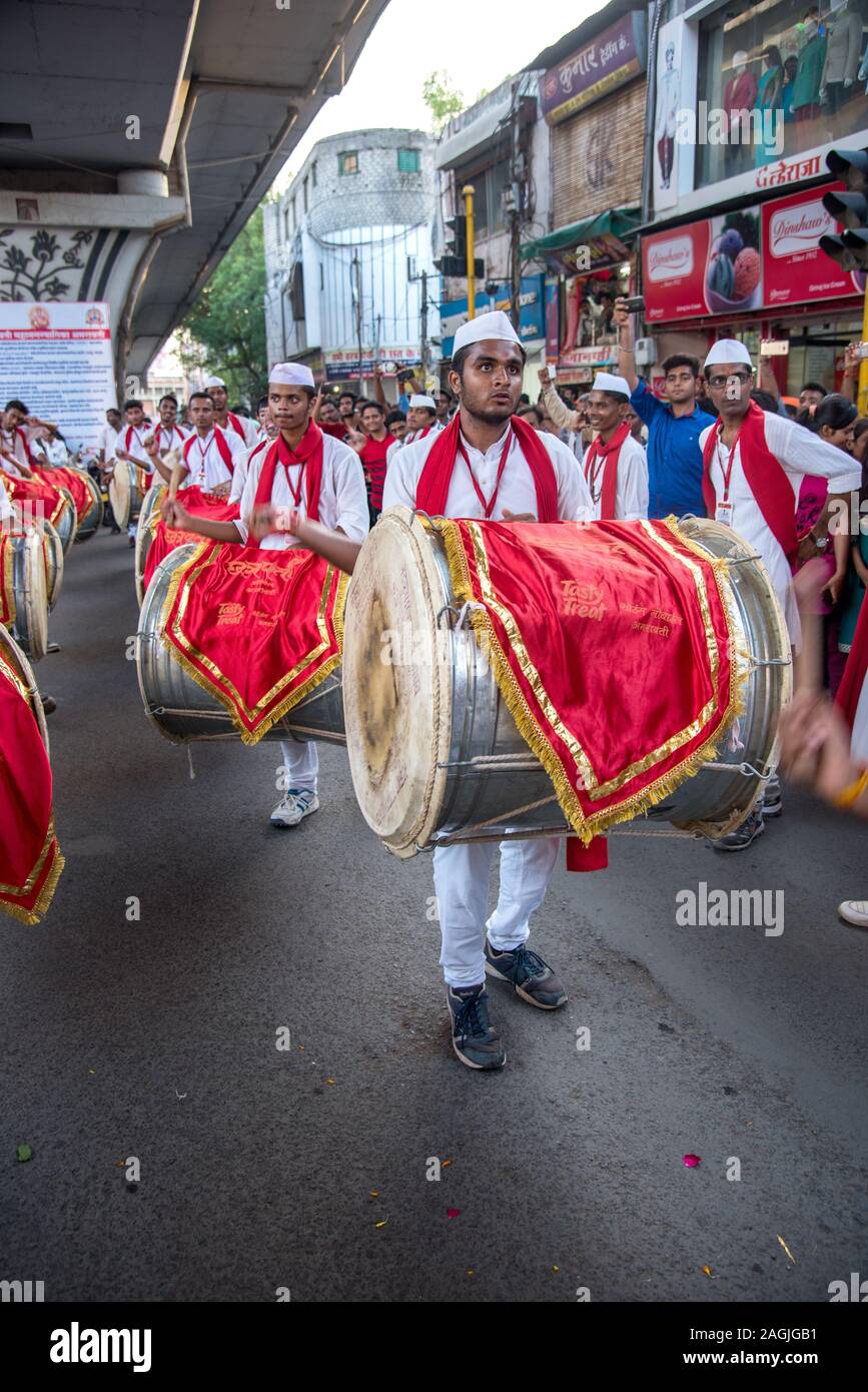 AMRAVATI, MAHARASHTRA, INDIA - SEPTEMBER 05: Lord Ganesha procession ...