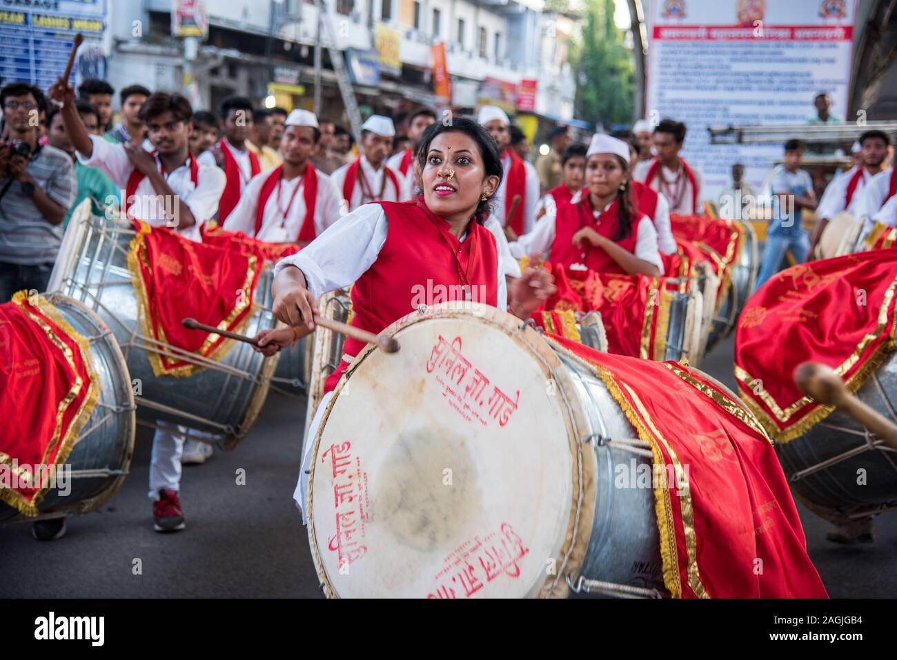 AMRAVATI, MAHARASHTRA, INDIA - SEPTEMBER 05: Lord Ganesha procession ...