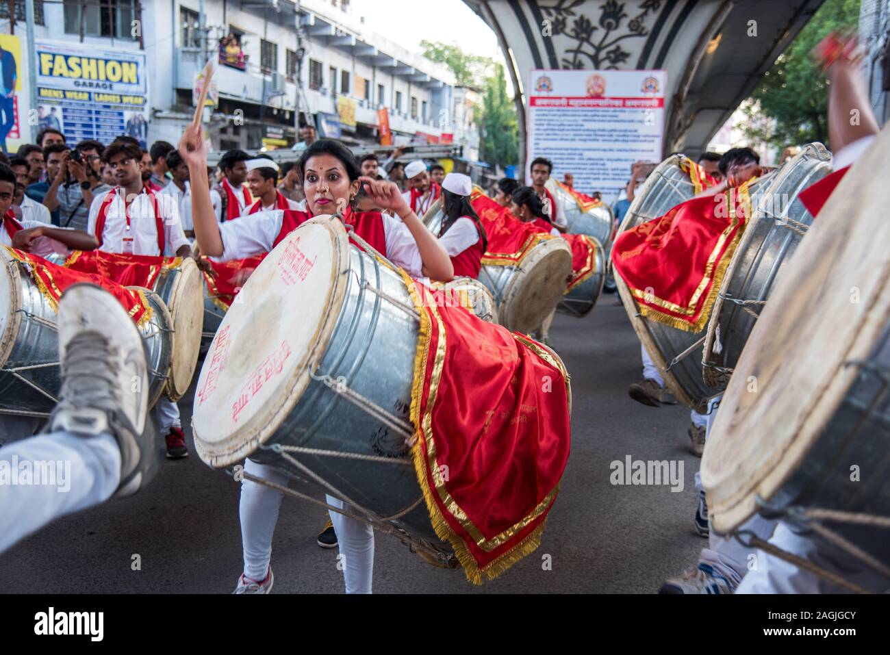 AMRAVATI, MAHARASHTRA, INDIA - SEPTEMBER 05: Lord Ganesha procession ...