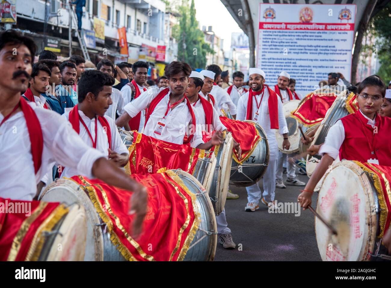 AMRAVATI, MAHARASHTRA, INDIA - SEPTEMBER 05: Lord Ganesha procession ...