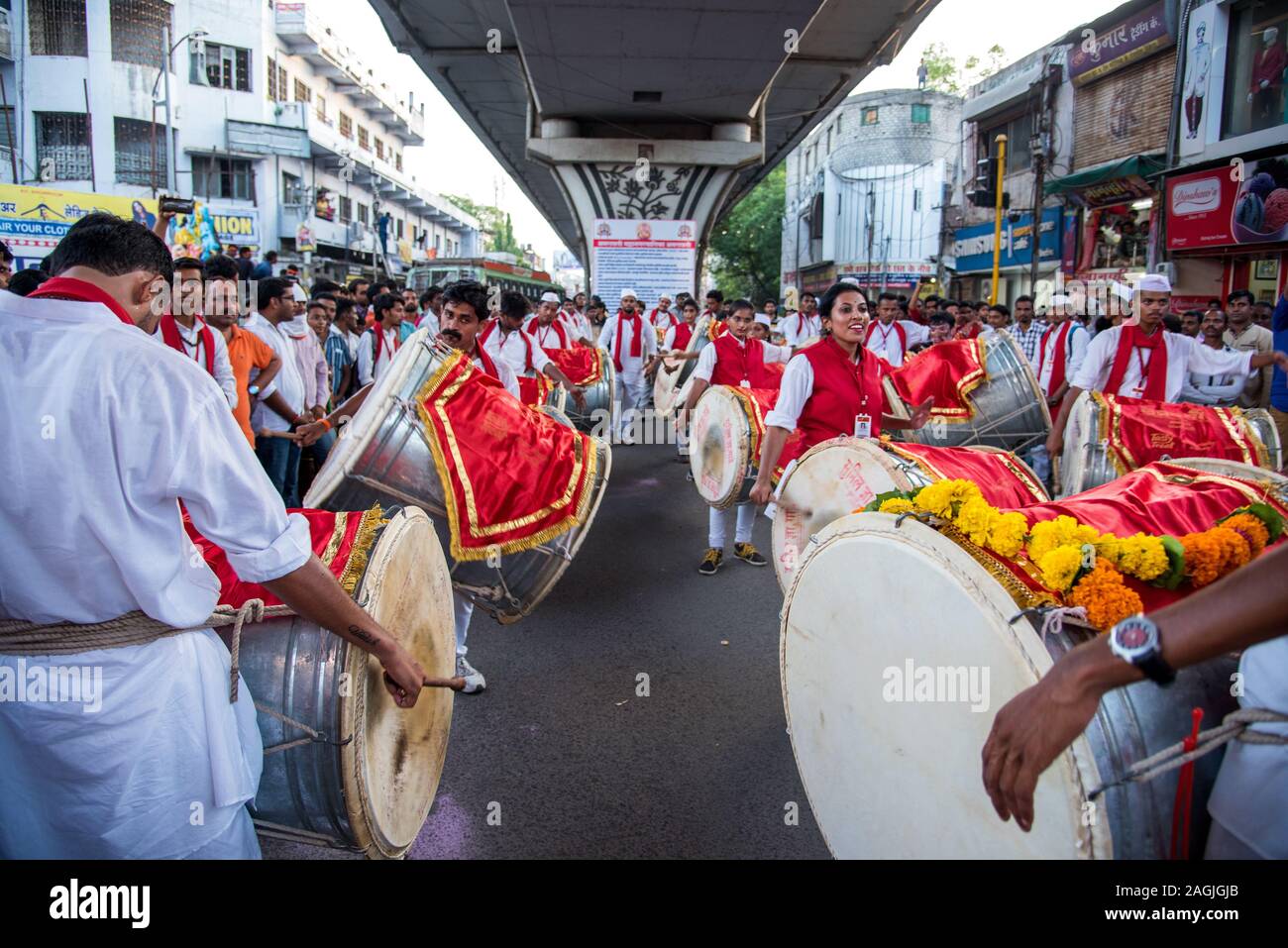 AMRAVATI, MAHARASHTRA, INDIA - SEPTEMBER 05: Lord Ganesha procession ...