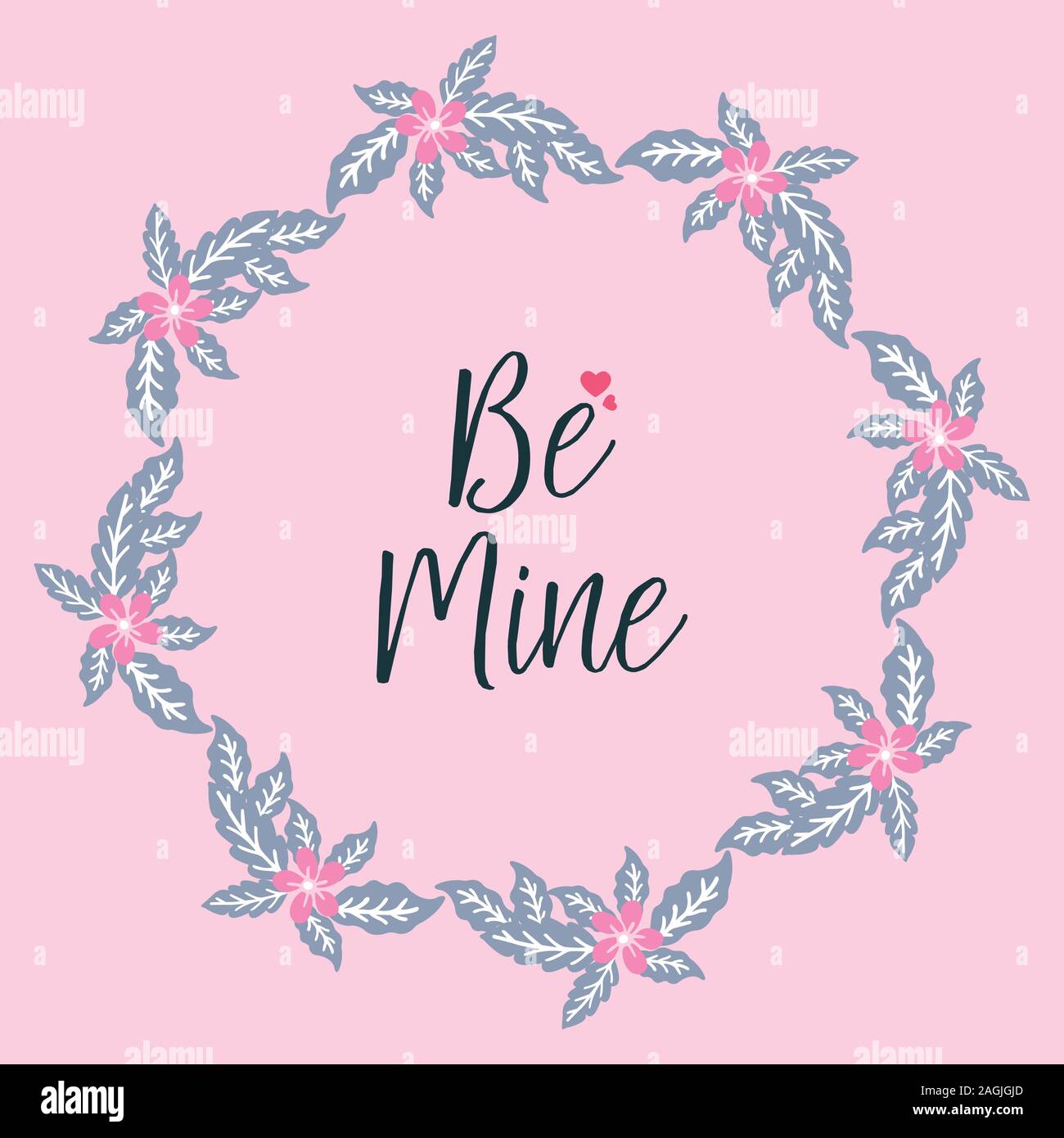 Beautiful pink wreath frame for card design be mine. Vector Stock ...