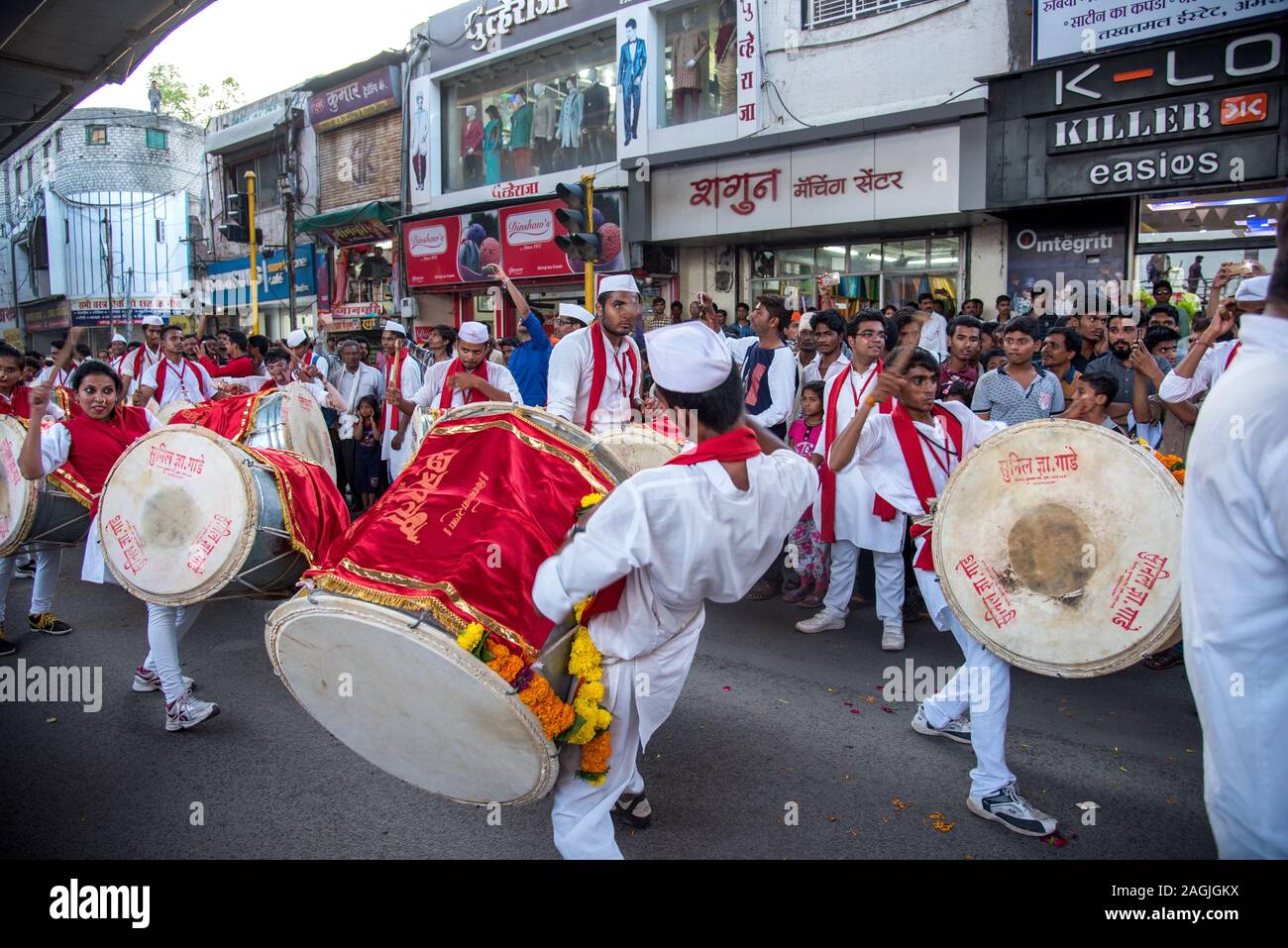 AMRAVATI, MAHARASHTRA, INDIA - SEPTEMBER 05: Lord Ganesha procession ...