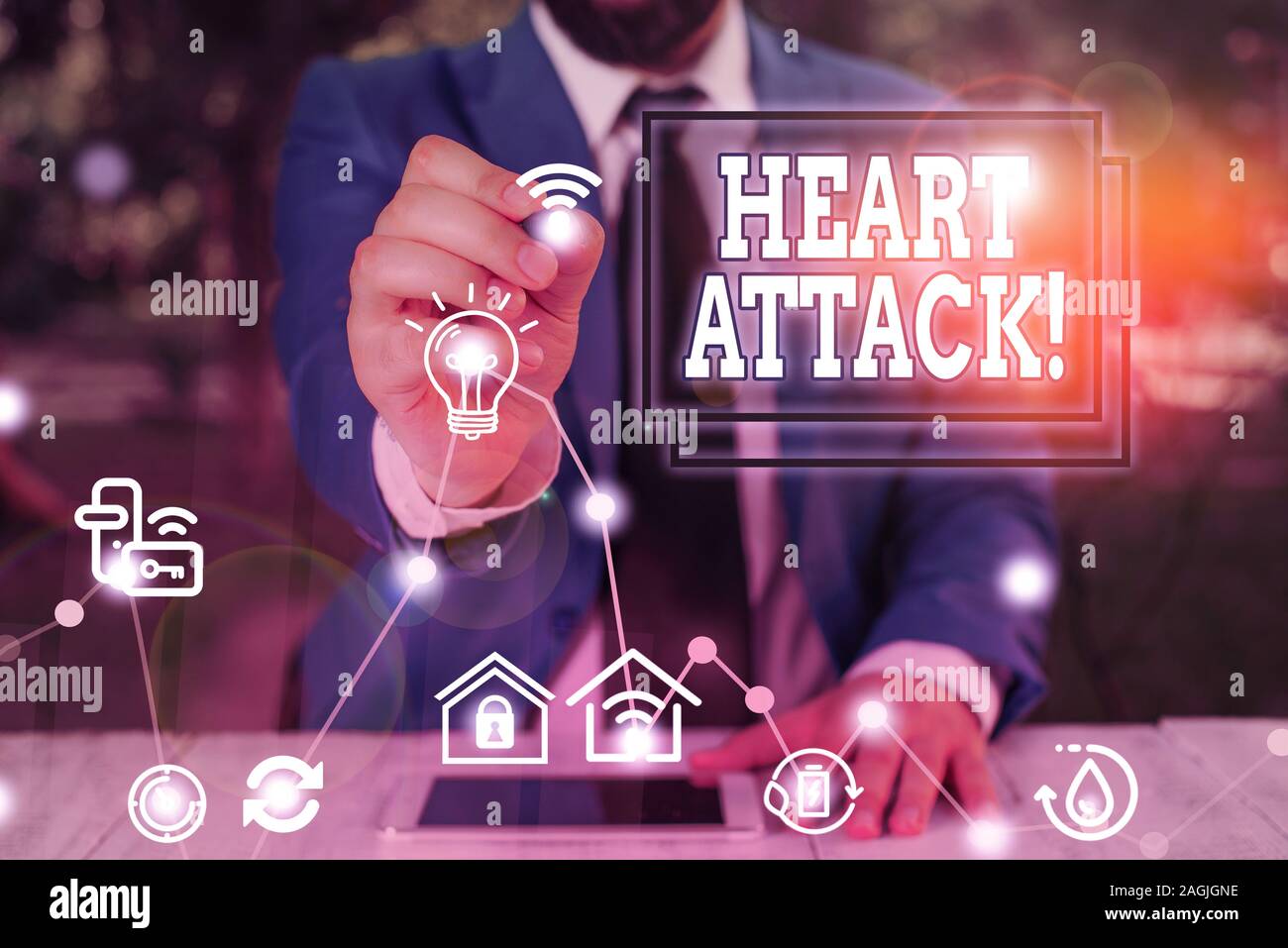 Word writing text Heart Attack. Business photo showcasing sudden ...