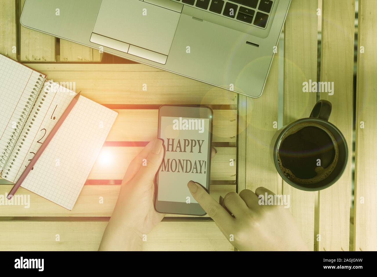 Writing note showing Happy Monday. Business concept for telling that ...