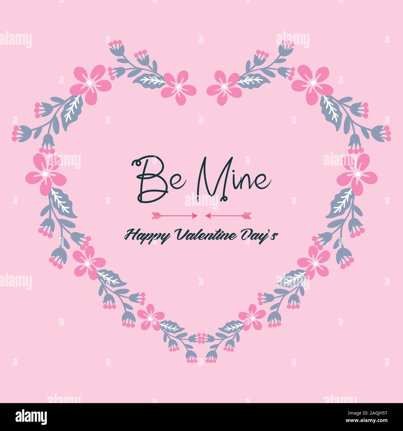 Cute pink background, with floral frame, for card decoration be mine ...