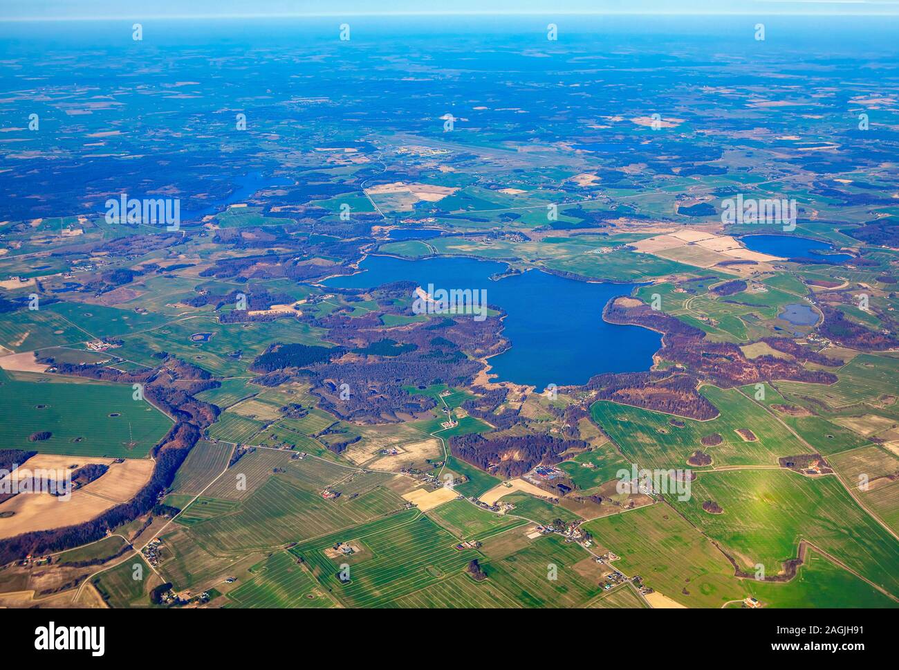 aerial view of lakes and meadows Stock Photo - Alamy