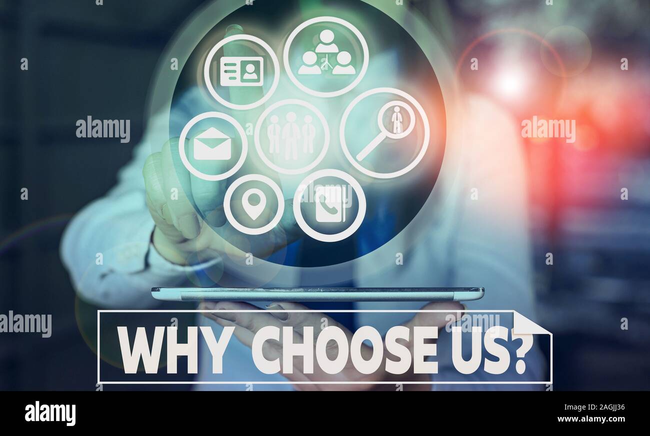 Text sign showing Why Choose Us Question. Business photo text list of ...