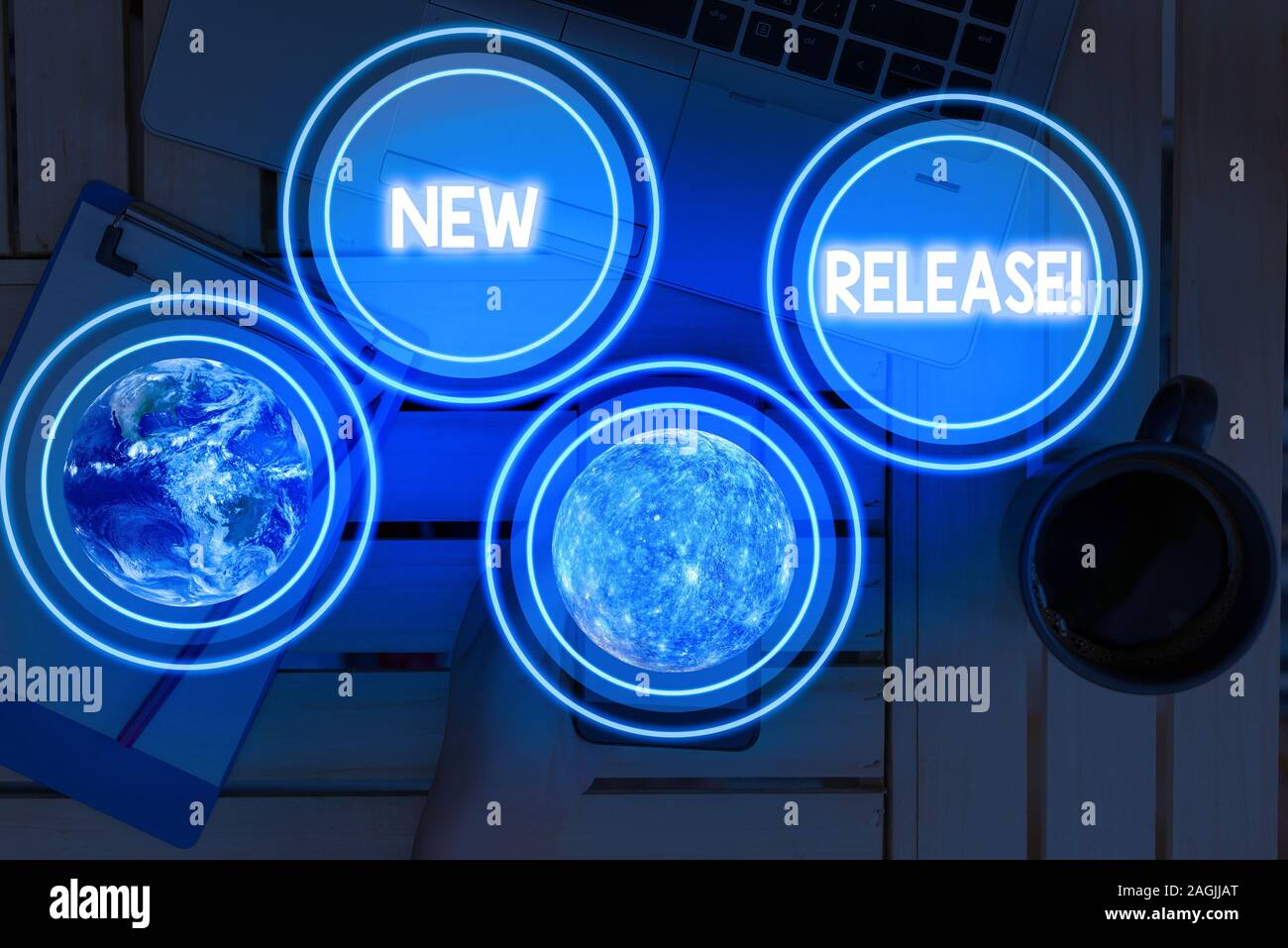 Word writing text New Release. Business photo showcasing announcing ...