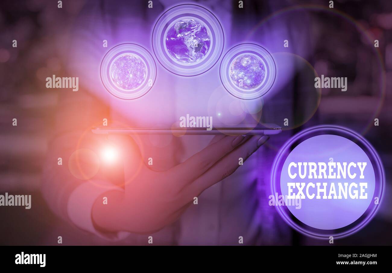 Writing note showing Currency Exchange. Business concept for rate at ...