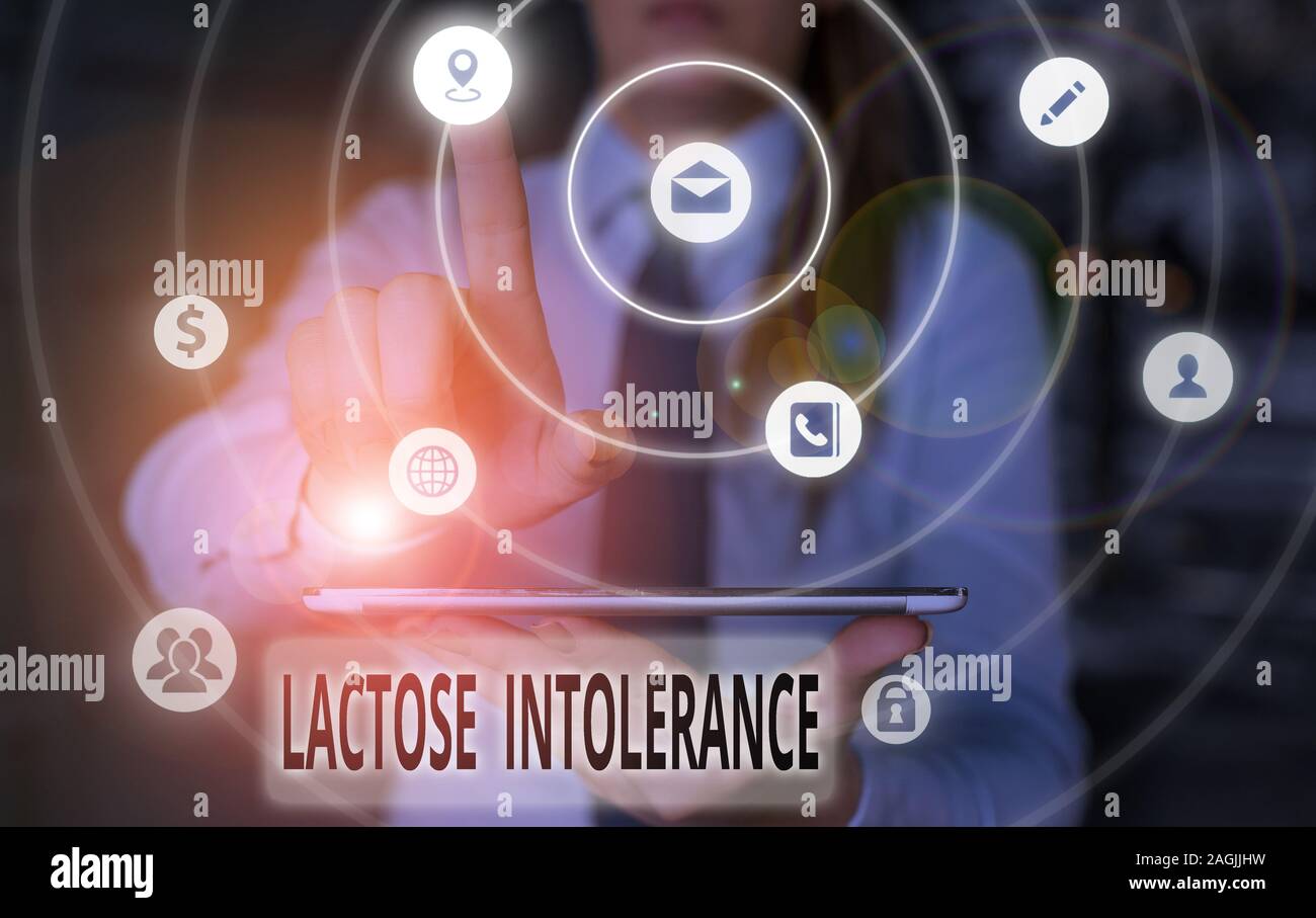 Text sign showing Lactose Intolerance. Business photo showcasing ...