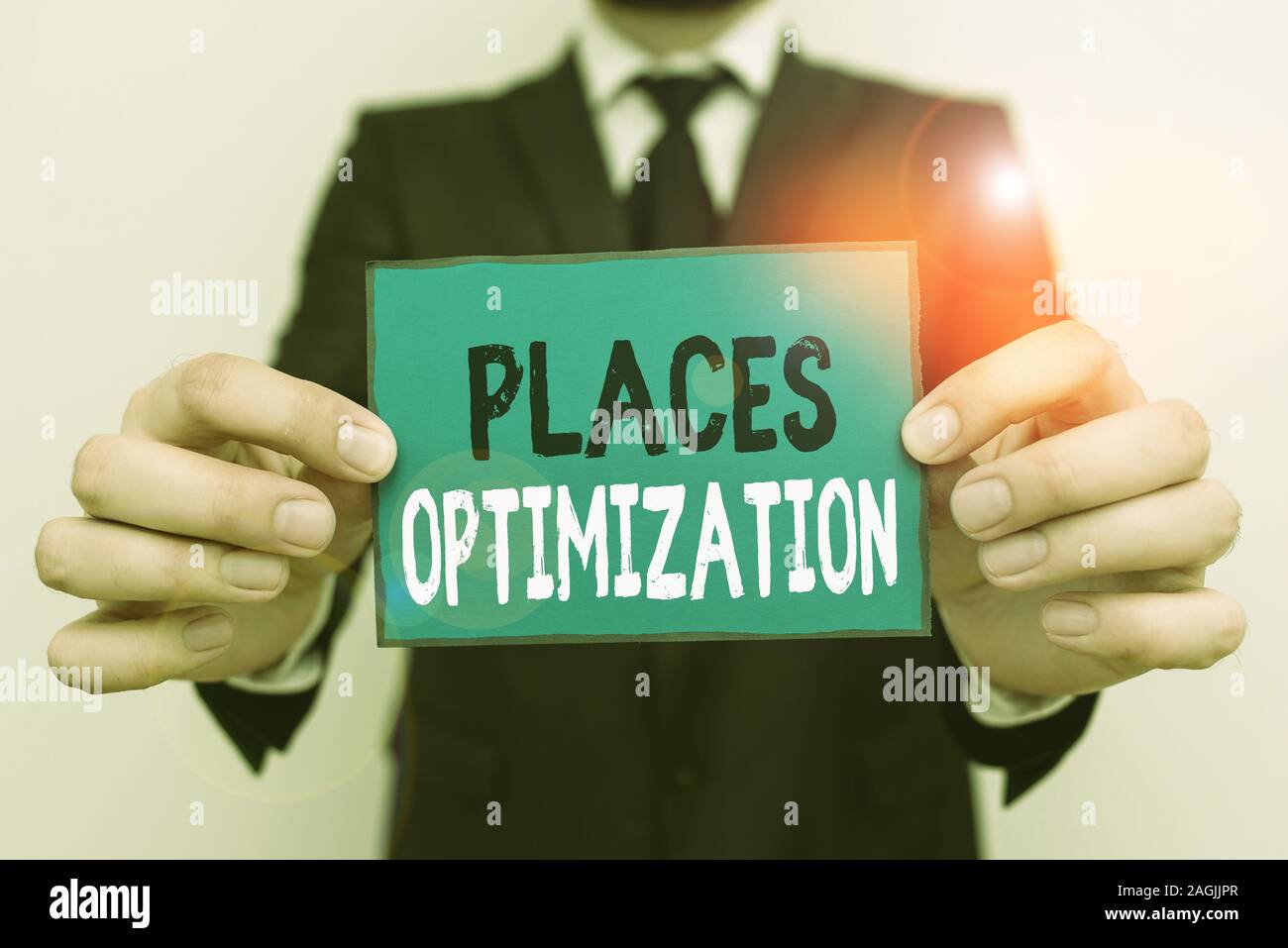 Writing Note Showing Places Optimization Business Concept For Improve Searching For Something