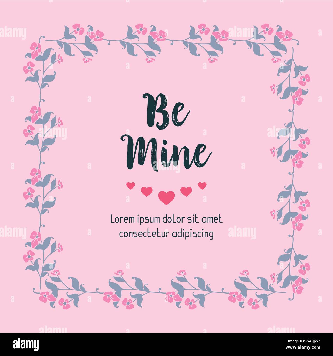 Shape pattern leaf floral frame, for greeting card be mine. Vector ...