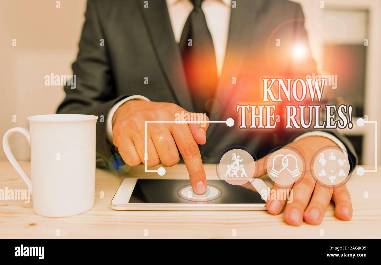 Handwriting text Know The Rules. Conceptual photo set explicit or ...