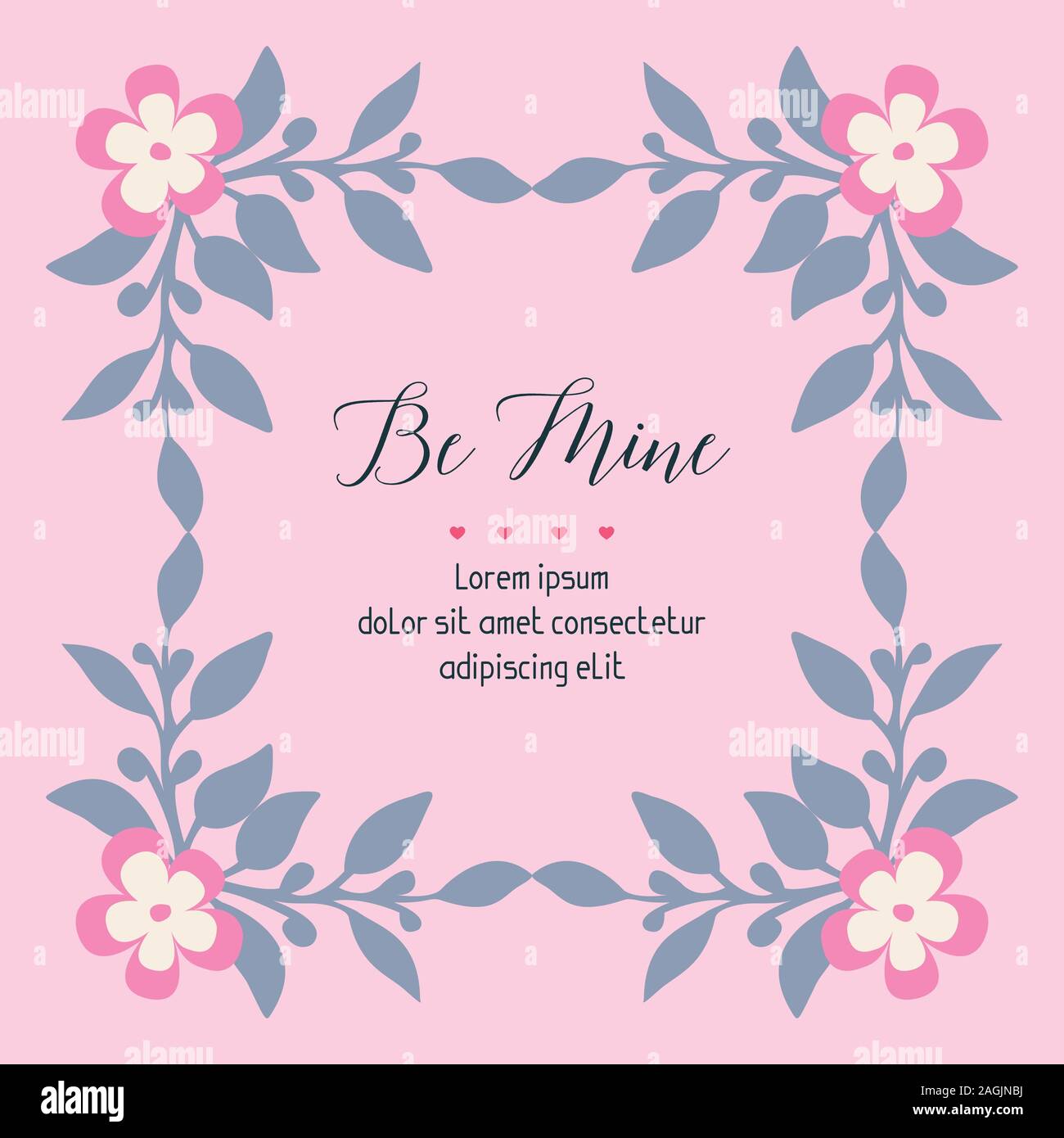 Design element isolated on pink background, with floral frame, for ...