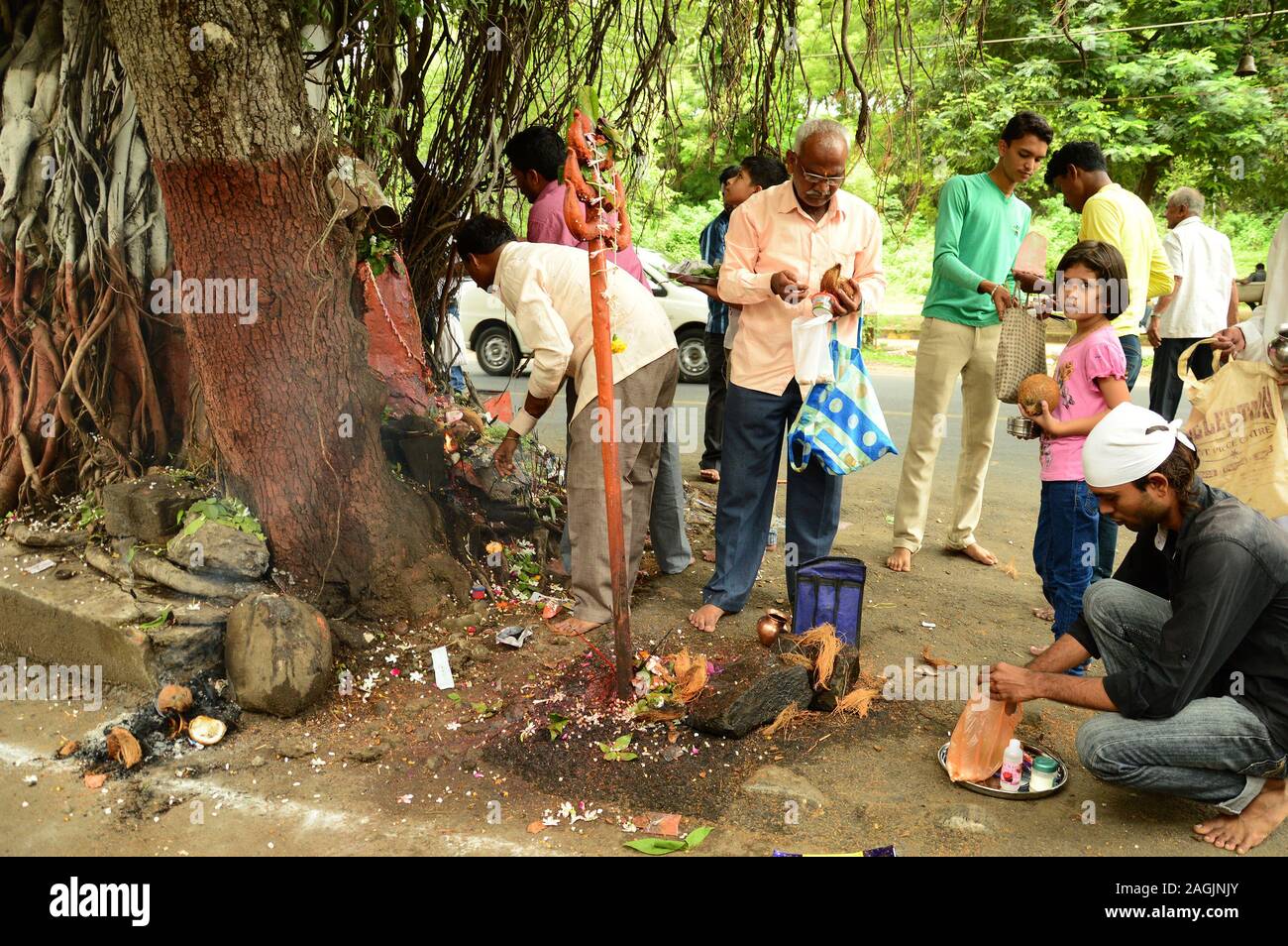 NAGPUR, MAHARASHTRA, INDIA - AUGUST 01 : People worship of Snake God in ...