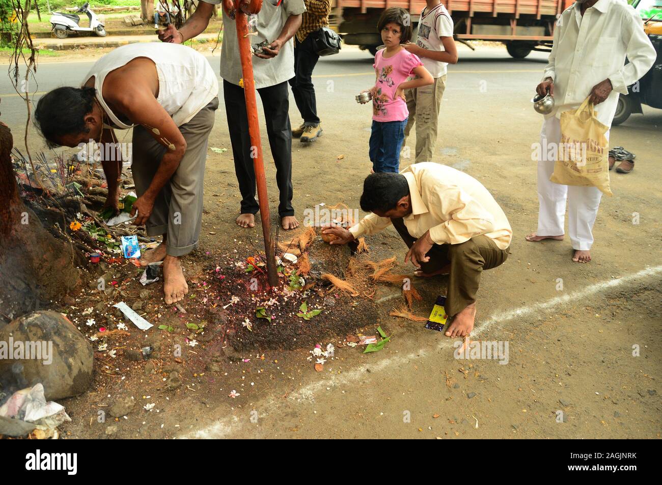 NAGPUR, MAHARASHTRA, INDIA - AUGUST 01 : People worship of Snake God in ...