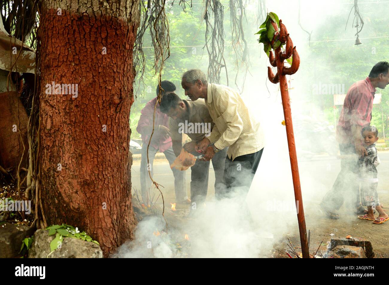 NAGPUR, MAHARASHTRA, INDIA - AUGUST 01 : People worship of Snake God in ...