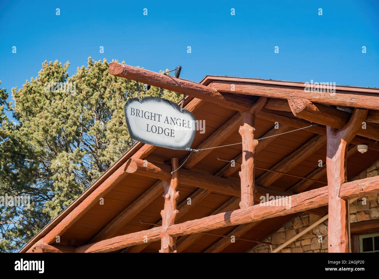 Arizona, DEC 24: Exterior view of the Bright Angel Lodge on DEC 24 ...