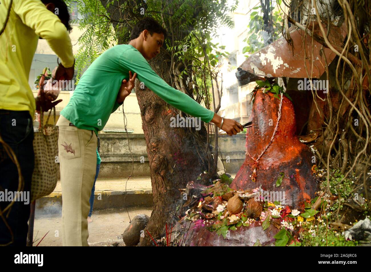 NAGPUR, MAHARASHTRA, INDIA - AUGUST 01 : People worship of Snake God in ...