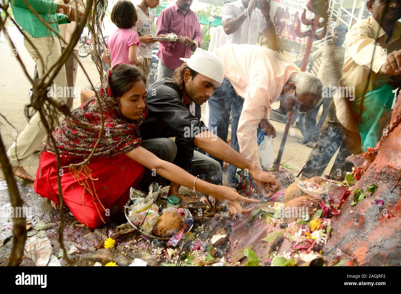 NAGPUR, MAHARASHTRA, INDIA - AUGUST 01 : People worship of Snake God in ...