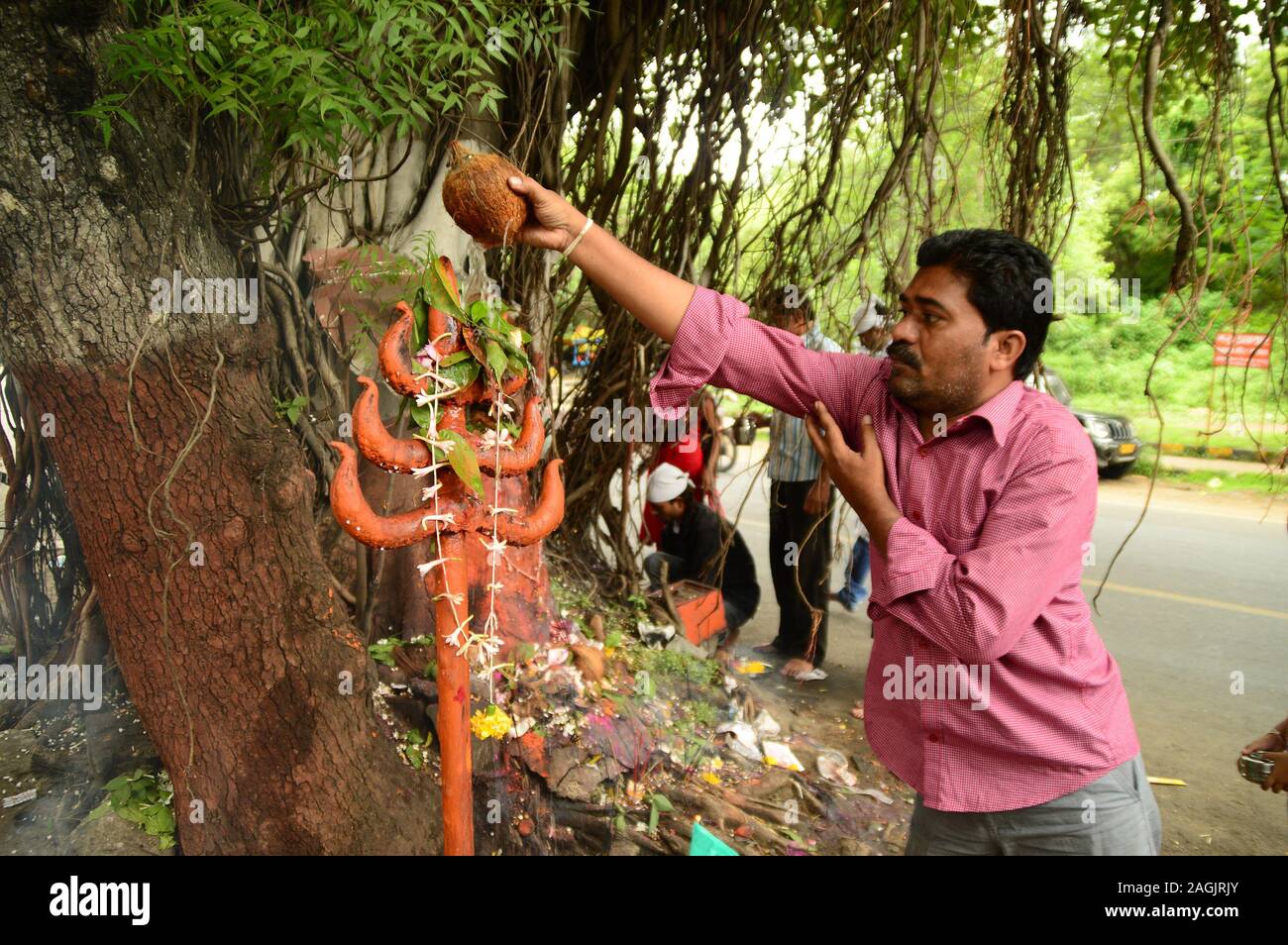 NAGPUR, MAHARASHTRA, INDIA - AUGUST 01 : People worship of Snake God in ...