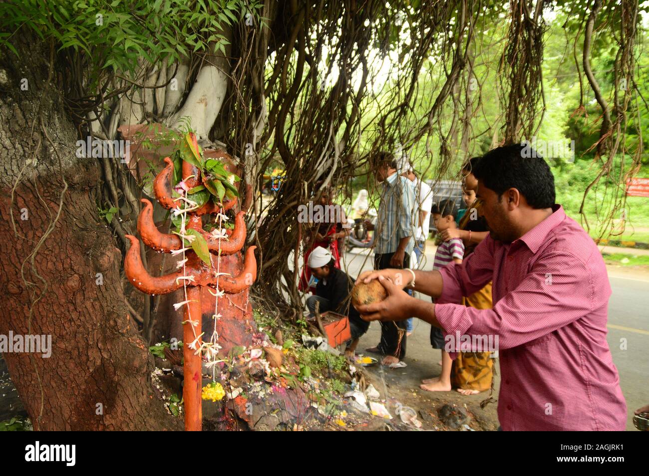 NAGPUR, MAHARASHTRA, INDIA - AUGUST 01 : People worship of Snake God in ...