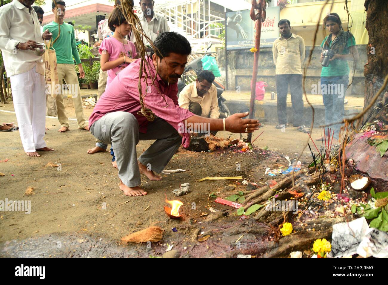 NAGPUR, MAHARASHTRA, INDIA - AUGUST 01 : People worship of Snake God in ...