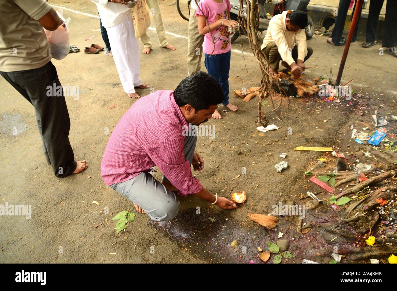NAGPUR, MAHARASHTRA, INDIA - AUGUST 01 : People worship of Snake God in ...