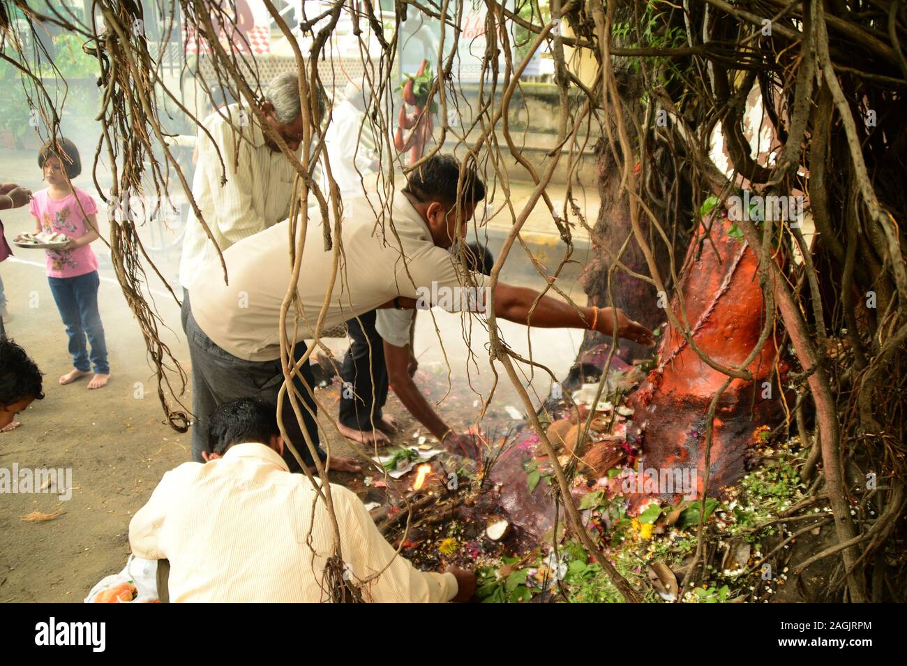NAGPUR, MAHARASHTRA, INDIA - AUGUST 01 : People worship of Snake God in ...