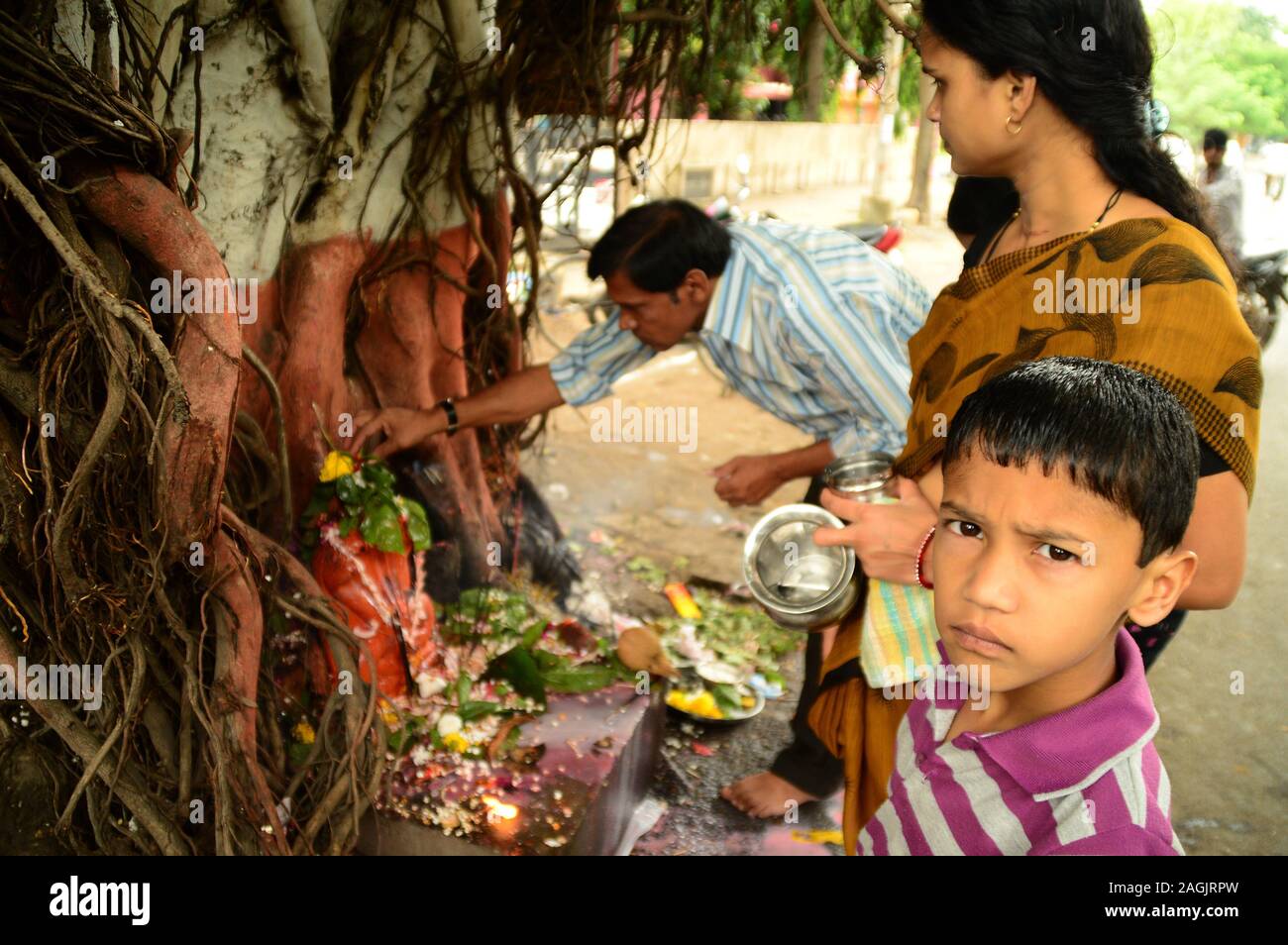 NAGPUR, MAHARASHTRA, INDIA - AUGUST 01 : People worship of Snake God in ...