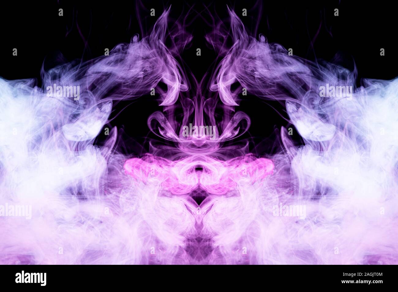 Pattern, Neon pink and purple smoke in the on a dark isolated ...