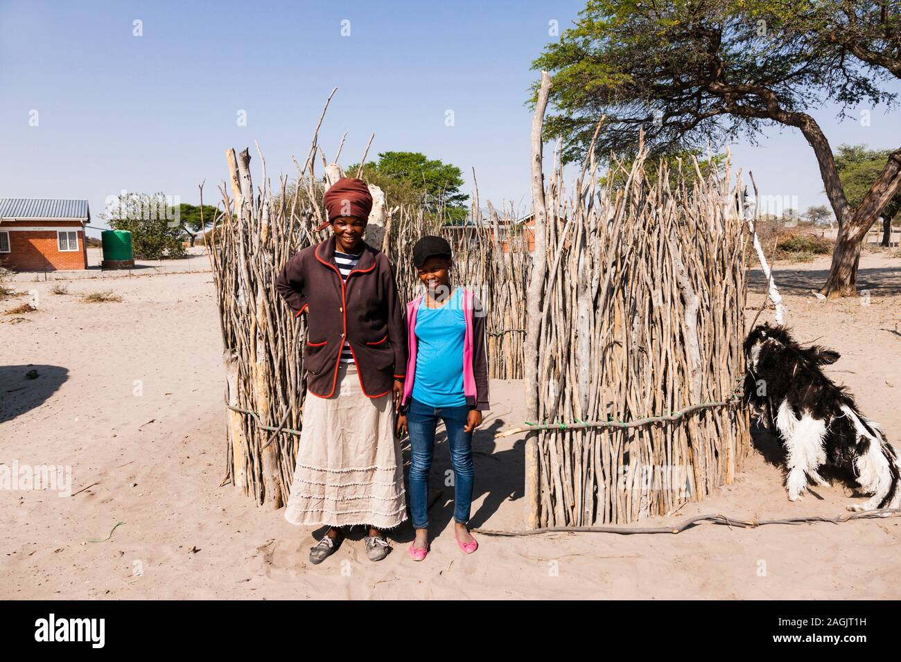 Women at local village Zere, Kalahari desert near Rakops, Botswana ...