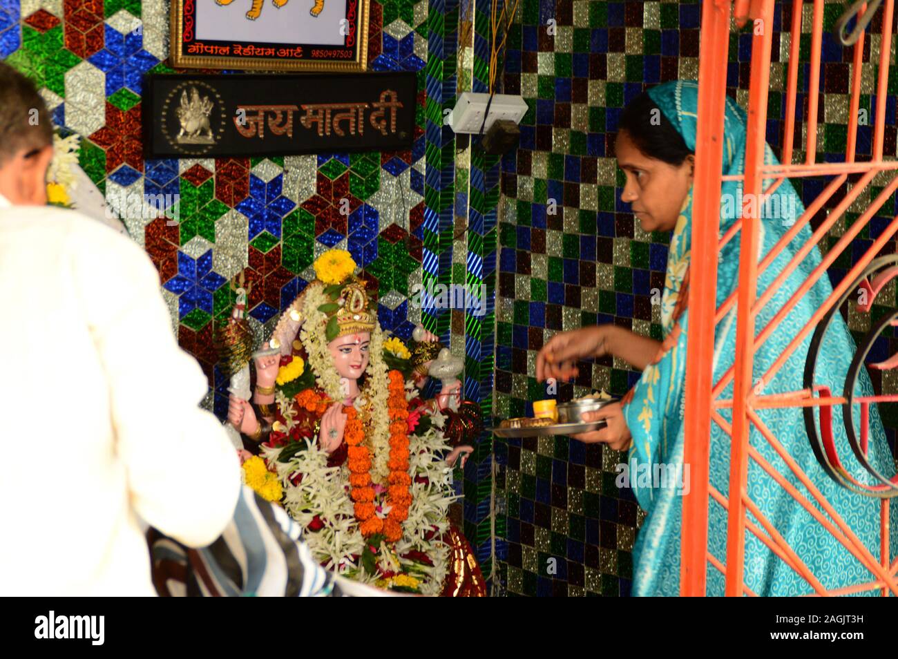 NAGPUR, MAHARASHTRA, INDIA - AUGUST 01 : People worship of Snake God in ...