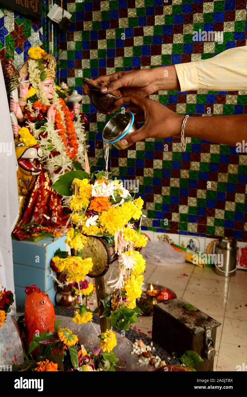 NAGPUR, MAHARASHTRA, INDIA - AUGUST 01 : People worship of Snake God in ...