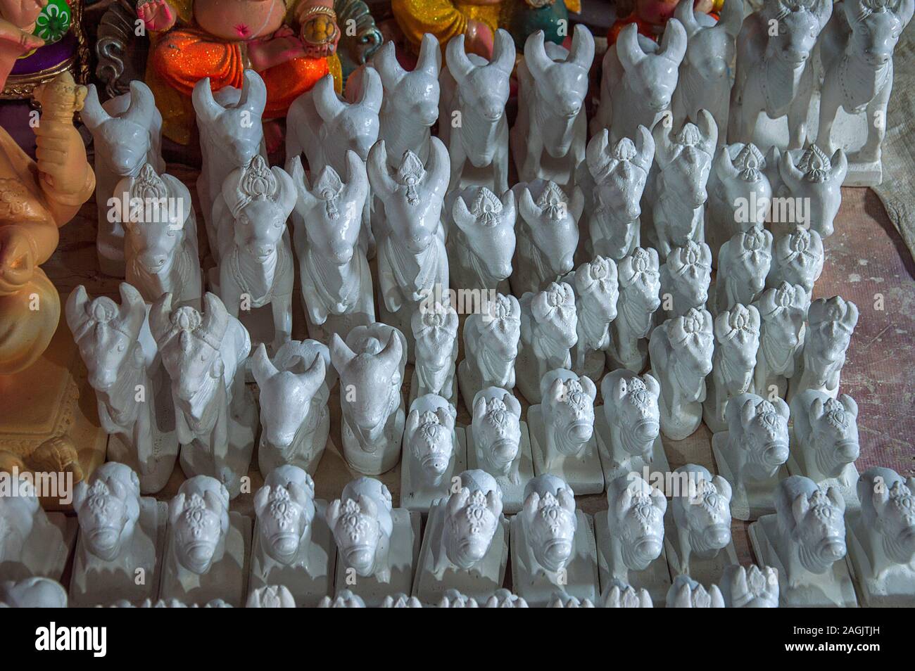 statue of Bull at an artist's workshop for Bail (Bull) Pola Festival ...