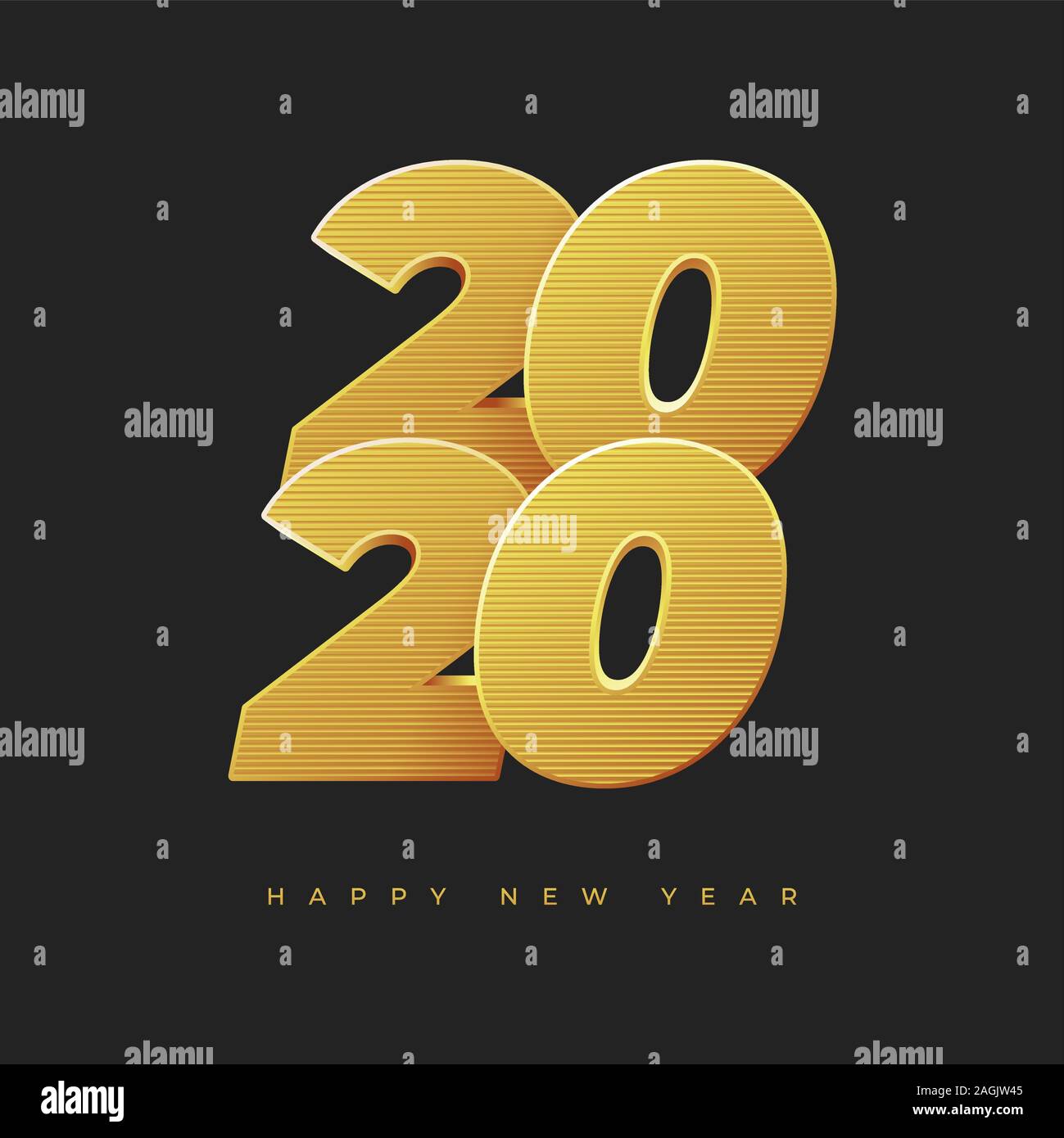 Happy New Year 2020. Golden numbers 2020. Realistic 3d sign Stock ...